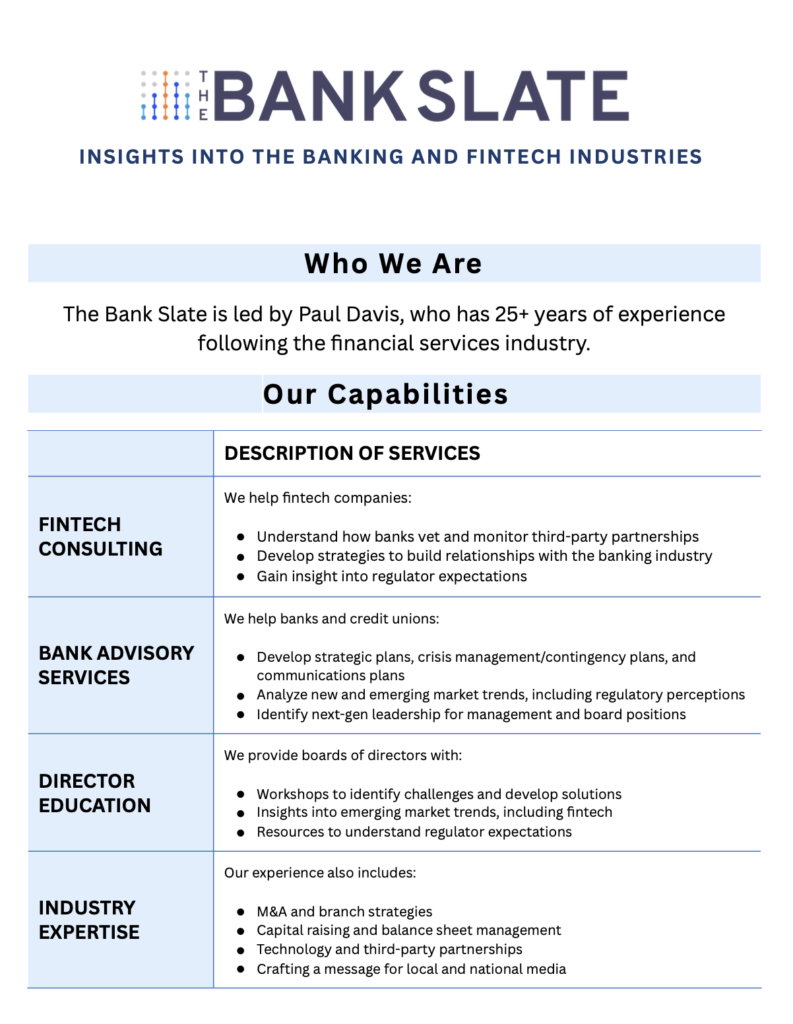 Consulting Services – The Bank Slate